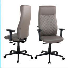 Schreibtischstuhl Duo Collection "TEOR", grau (dunkelgrau, schwarz), B:70cm H:130cm T:70cm, Mikrofaser: 100% Polyester, Stühle, 3-D Armlehnen, Sitztiefen- und höhenverstellung, Lordosenstütze