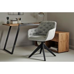 Schalenstuhl Jahnke "KENSINGTON TWIST LOCK", grau (hellgrau, schwarz), B:57,5cm H:80,5cm T:59,5cm, Polyester, Stühle, Twistlock - dreht sich in Ausgangsposition zurück