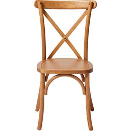 Stapelstuhl Essentials "Crossback", braun (holzfarben, hellbraun), B:48cm H:88cm T:47cm, Massivholz, Stühle, Massivholz