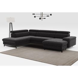 Wohnlandschaft COTTA "Emma U-Form, B: 328 cm", schwarz, B:328cm H:97cm T:215cm, Sofas, Wohnlandschaft, mit Kopfteilverstellung, optional Bettfunktion & Bettkasten