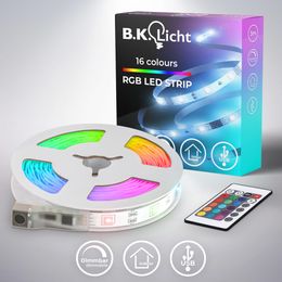 B.K.LICHT LED Stripe "USB LED Strip, 3 m, mit Farbwechsel", weiß, Flammen 90 Stk., Kabellänge 150m, Lichterketten, Lichtleiste, mit Fernbedienung, selbstklebend