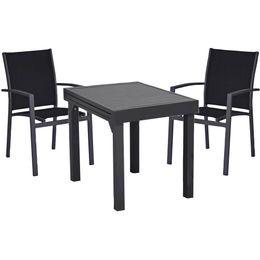Garten-Essgruppe Garden Pleasure "ELENA", grau (anthrazit, anthrazit, anthrazit), B:165cm H:89cm T:65cm, Aluminium, Kunststoff, Sitzmöbel-Sets