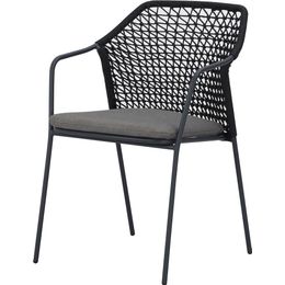 Gartenstuhl Best "Burano", grau (anthrazit), B:58,5cm H:83,5cm T:60cm, Stahl, Stühle, Outdoor Dining Stuhl