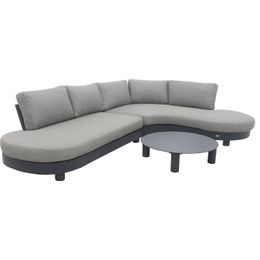 Gartenlounge-Set Best "Salerno", grau (anthrazit,), B:207cm H:57cm T:116,5cm, Aluminium, Sitzmöbel-Sets, Bestehend aus 2 Sitzbänken, 1 Tisch und 7 Kissen