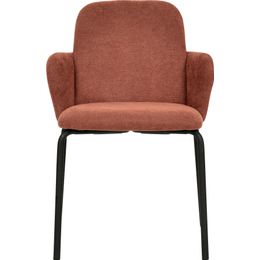 Stapelstuhl Essentials "Paddy", braun (braun, rot), B:54,5cm H:81cm T:58cm, Holz teilmassiv, Metall, St&uuml;hle, Stapelstuhl, mit Bezug, braun-rot