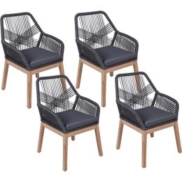 Armlehnstuhl Garden Pleasure "POMONA, grau, 4er Set", grau (grau, braun), B:62cm H:82cm T:60cm, Massivholz, Polyester, Stühle, grau