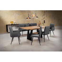 K+w Komfort & Wohnen Essgruppe K+W KOMFORT & WOHNEN "Giacomo I", grau (asphalt,), H:87cm T:62cm, Sitzmöbel-Sets, 2 Stühle und 2 Armlehnenstühle, Polsterbankbreite 200cm oder 177cm