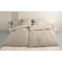 Bettwäsche "Nayara", beige, B/L: 155cm x 220cm, 1 Stk., 1 Stk., Renforcé, B/L: 80cm x 80cm, 2 Stk., Renforcé, Obermaterial: 100% Baumwolle, LeGer Home by Lena Gercke, Bettwäsche, in Gr. 135x200 oder 155x220 cm, Bettwäsche mit Piping/Paspel