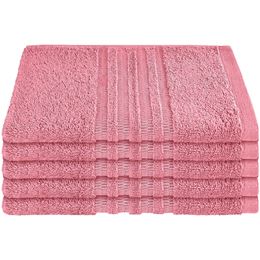 Gästehandtücher Schiesser "Milano aus 100% Baumwolle mit eleganter Bordüre in Hoch-Tief-Optik", rosa (malve), B:30cm L:50cm, Frottier, Frottier, Handtücher, Made in Green