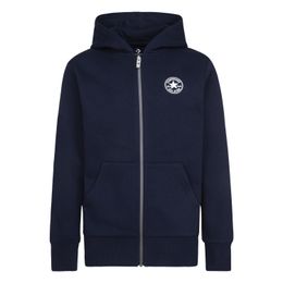 Kapuzensweatjacke Converse "CNVB FLEECE CTP CHEST CORE FZ", Kinder, Gr. 146/152 (158), schwarz (obsidian), Sweatware, Obermaterial: 60% Baumwolle, 40% Polyester, eingesetzt Bündchen krempelbar, Sweatjacken, für Kinder
