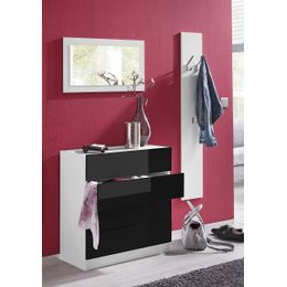 borchardt Möbel Garderoben-Set BORCHARDT MÖBEL "Vaasa 3", schwarz (weiß matt, schwarz hochglanz), Kastenmöbel-Sets, mit Push to Open-Funktion