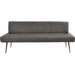 K+w Komfort & Wohnen Polsterbank K+W KOMFORT & WOHNEN "Giacomo I", grau (granit, schwarz), B:200cm H:87cm T:62cm, Sitzbänke, Metallfüsse in schwarz, wahlweise in der Breite 200cm oder 177cm