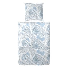 Bettwäsche Primera "Primera Renforce-Bettwäsche Swirl", blau (hellblau), B/L: 135cm x 200cm, 1 Stk., 1 Stk., Renforcé, B/L: 80cm x 80cm, 1 Stk., Renforcé, Obermaterial: 100% Baumwolle, Bettwäsche, in einem lebhaften Batik-Look