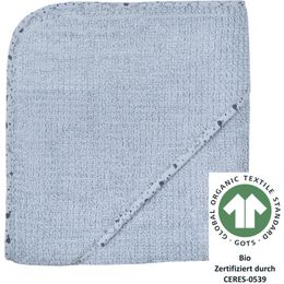 Wörner Kapuzenhandtuch WÖRNER "at home stahlblau Kapuzenbadetuch 80/80", blau (stahlblau), B:80cm L:80cm, Frottee, Frottier, Handtücher, Biobaumwolle, Strick-Optik