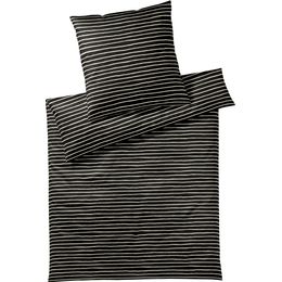 Bettwäsche Elegante "Lines", schwarz, B/L: 135cm x 200cm, 1 Stk., 1 Stk., Mako-Satin, B/L: 80cm x 80cm, 2 Stk., Mako-Satin, Obermaterial: 100% Baumwolle, Bettwäsche, angenehmes Hautgefühl