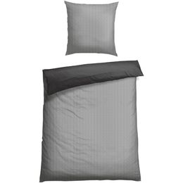 Bettwäsche Schiesser "Silva in einem simplen Minimaldessin in angesagter Strickoptik", grau, B/L: 135cm x 200cm, 1 Stk., 1 Stk., Renforcé, B/L: 80cm x 80cm, 2 Stk., Renforcé, Obermaterial: 100% Baumwolle, Bettwäsche, MADE IN GREEN by OEKO-TEX