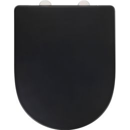 WC-Sitz Wenko "Exclusive Nr. 3", silber (schwarz, silberfarben), B:36,5cm L:45cm, Duroplast, Edelstahl, WC-Sitze, schwarz, aus antibakteriellem Duroplast