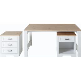 Rollcontainer Innostyle, wei&szlig; (pinie hell, absetzung artisan eiche), B:54cm H:62cm T:39cm, ABS-Kunststoff, Dekorfolie, Hartfaserplatte, Kunststoff, Spanplatte, Rollwagen, Rollcontainer