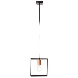 Brilliant Pendelleuchte "Arica", schwarz (schwarz, holzfarbend), 1, H: 110cm, 1 Stk., Leuchten, Hängelampe 20x20cm schwarz/holzfarbend