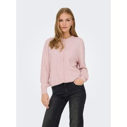Jacqueline de Yong Strickjacke JDY "JDYLUMI LIFE L/S BUTTON CARDIGA KNT NOOS", Damen, Gr. M, lila (light lila detail:melange), Strick, Obermaterial: 52% Polyester, 41% Polyacryl, 4% Wolle, 3% Elasthan, meliert, Modisch, regular fit normal, Rundhals, Strickjacken