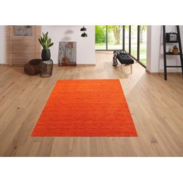 Wollteppich my home "Tessa" Gr. 2, rot, B:70cm H:15mm L:140cm, Wolle, Teppiche, reine Wolle, handgewebt, weiche Haptik, meliert, Gabbeh Optik