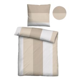 Bettwäsche "0601101", grau (taupe), B/L: 135cm, 1 Stk., 1 Stk., Satin, B/L: 80cm x 80cm, Garnitur: 2 Stk., Satin, Obermaterial: 100% Baumwolle, CASTELL - MARKENBETTWÄSCHE, Bettwäsche, feiner Glanz + weicher Griff, pflegeleicht, ganzjährig einsetzbar, RV