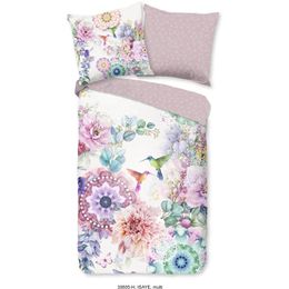 Wendebettwäsche HIP "Isaye", bunt (multi), B/L: 135cm x 200cm, 1 Stk., 1 Stk., Satin, B/L: 80cm x 80cm, 2 Stk., Satin, Obermaterial: 100% Baumwolle, Bettwäsche, Mako-Satin, 135x200, Reißverschluss, Wendeoptik, Mandala, Blumen, Lila