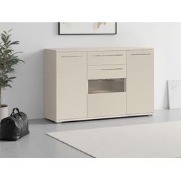 Kommode Places of Style "Piano", beige (beige hochglanz), B:150cm H:97,4cm T:45,2cm, Spanplatte, Sideboards, UV lackiert, Soft-Close Funktion