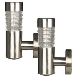 Außen-Wandleuchte Luxform "Solar-Außenwandleuchte - Tacoma - 2 Stück - LED", silber (srainless steel), 2 Stk., Leuchten, Aus Edelstahl & Glas gefertigt