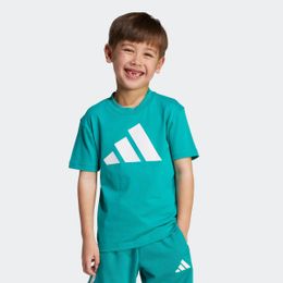 T-Shirt adidas Sportswear "LK BL TEE 160", Kinder, Gr. 122, pure teal, weiß, Obermaterial: 100% Baumwolle, normal, Rundhals, Shirts
