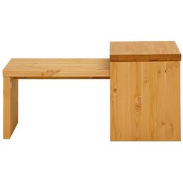 Couchtisch Home Affaire "Leinz", beige (natur), B:40cm H:50cm T:50cm, Tische, Eckige Couchtische Holz-Couchtische, aus Kiefer, Tischplatten in zwei Stärken erhältlich, Breite 100 cm