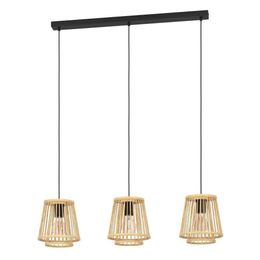 Eglo Hängeleuchte "HYKEHAM", schwarz (schwarz natur), 3, H: 110cm, 1 Stk., Leuchten, Holz Esszimmerlampe, Bambus in Natur, Hängeleuchte mit E27 Fassung