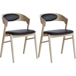 Holzstuhl HAMMEL FURNITURE "Findahl by Hammel Springer", beige (natur, eiche, geseift), B:46,5cm H:75cm T:51cm, Leder, Massivholz, Stühle, Massivholz, mit Sitz und Rückenpolster aus Leder