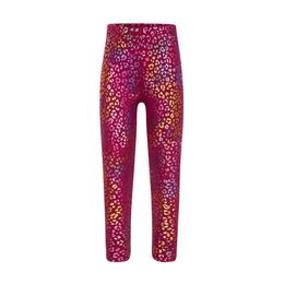 Strickleggings happy girls, Mädchen, Gr. 128, N-Gr, lila (berry), Feinstrick, Obermaterial: 60% Polyester, 35% Baumwolle, 5% Elasthan, bedruckt, slim fit normal, Hosen, im bunten Allover