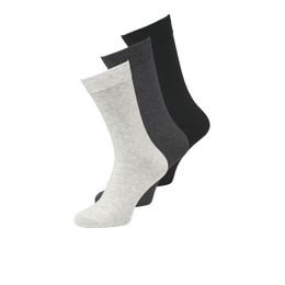 Jack & Jones Freizeitsocken JACK & JONES "JACRAFAEL – Sockenpackung mit Stretch-Anteil, Einheitsgröße", Herren, Gr. 1, schwarz (schwarz pack:dunkelgrau melange, light grau melange), Baumwollmischung, uni und melange, Socken, uni und melange, casual