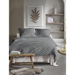 Bettwäsche Irisette "Tokio 8607", grau, B/L: 155cm x 220cm, 1 Stk., 1 Stk., Mako-Satin, B/L: 80cm x 80cm, 2 Stk., Mako-Satin, Obermaterial: 100% Baumwolle, Bettwäsche, seidiger Glanz, besonders weich und hautschmeichelnd