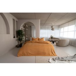 Bettwäsche Kayori "Showa", gold, B/L: 155cm x 220cm, 1 Stk., 1 Stk., Flanell, B/L: 80cm x 80cm, 2 Stk., Flanell, Obermaterial: 65% Baumwolle, 35% Viskose, Bettwäsche, Weich und kuschelig
