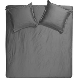 Bettwäsche Cinderella "Plain Sundays", grau (anthrazit), B/L: 200cm x 200cm, 1 Stk., 2 Stk., Satin, B/L: 80cm x 80cm & 80cm x 80cm, 3 Stk., Satin, Obermaterial: 100% Baumwolle, Bettwäsche, mit Stehsaum