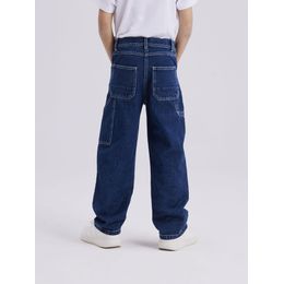5-Pocket-Jeans name it "NKMRYAN für Jungen mit geradem Bein und 5-Pocket-Style", Jungen, Gr. 122, N-Gr, blau (dunkelblau denim detail:strong), Denim/Jeans, Obermaterial: 100% Baumwolle, unifarben, straight fit knöchellang, Jeans, unifarben, casual, straight fit, Baumwolle, Denim