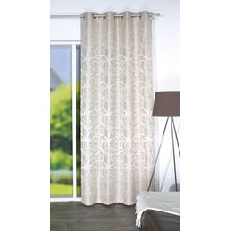 Vorhang Home Wohnideen "LENNY" Gr. 1, beige (naturfarben), B:140cm H:245cm, Polyester, Gardinen, HxB: 245x140, Dekostoff Jacquardgemustert