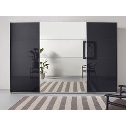 Schwebetürenschrank Rauch "Kleiderschrank Schrank Garderobe TOPSELLER OTELI inkl. Inneneinteilung", grau (graumetallic, hochglanz effektgrau), B:315cm H:210cm T:62cm, Holzwerkstoff, Schränke, mit 3 Innenschubladen sowie zusätzlichen Einlegeböden MADE IN GERMANY