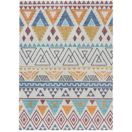 Teppich FLAIR RUGS "Lyle Aztec", blau, B:170cm H:8mm L:240cm, Kunstfaser, Teppiche, Lawson Kilim Washbarer Teppich
