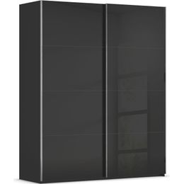 Schwebetürenschrank Rauch "Kleiderschrank Schrank Garderobe Schlafzimmerschrank SCALE-FYRA", schwarz (schwarz, glas schwarz, griffleisten chrom), B:181cm H:223cm T:67cm, Holzwerkstoff, Schränke, edle viergeteilte Türen mit Glas-Front viele Farben MADE IN GERMANY