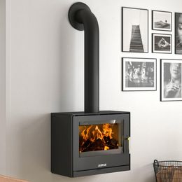 Ofen-Wandhalterung Justus "Dias", schwarz, B:71,8cm H:61,3cm, Stahl, Gerätehalterungen, für Kaminofen Dias