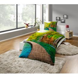 Bettwäsche Kinzler "Bio Baumwoll Renforce Bettwäsche "Steg"", bunt, B/L: 135cm x 200cm, 1 Stk., 1 Stk., Renforcé, B/L: 80cm x 80cm, 2 Stk., Renforcé, Obermaterial: 100% Baumwolle, Bettwäsche, GOTS zertifiziert