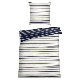Wendebettwäsche Schiesser "Wesley aus weicher Baumwolle im Streifen-Look", blau, B/L: 135cm x 200cm, 1 Stk., 1 Stk., Renforcé, B/L: 80cm x 80cm, 2 Stk., Renforcé, Obermaterial: 100% Baumwolle, Bettwäsche, Made in Green