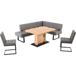 K+w Komfort & Wohnen Essgruppe K+W KOMFORT & WOHNEN "Spider II", braun (canyon 80,), B:195cm H:88cm T:50cm, Sitzmöbel-Sets, langer Schenkel wahweise in 2 Breiten, 2 Freischwinger, 1 Tisch