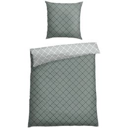 Bettwäsche Schiesser "Mabel aus weicher Baumwolle mit abstraktem Muster", grün, B/L: 155cm x 220cm, 1 Stk., 1 Stk., Renforcé, B/L:, 2 Stk., Renforcé, Obermaterial: 100% Baumwolle, Bettwäsche, MADE IN GREEN by OEKO-TEX