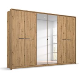 Drehtürenschrank Rauch "Kleiderschrank Schrank Garderobe Wäscheschrank Ankleide OTELI", braun (eiche artisan), B:275cm H:212cm T:58cm, Holzwerkstoff, Schränke, mit Mittelspiegel und Passepartout optional mit Beleuchtung