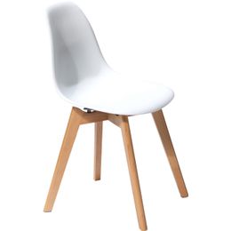 Stapelstuhl Essentials "Keeve", weiß (holzfarben, weiß), B:47cm H:83cm T:53cm, Edelstahl, Massivholz, Polypropylen, Stühle, weiß, ohne Armlehne
